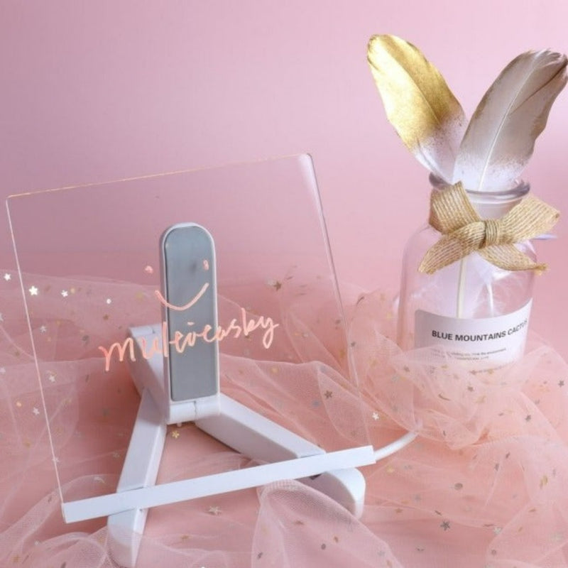 Glowing Acrylic Message Board Set (with 7 Colored Markers) | Multitasky