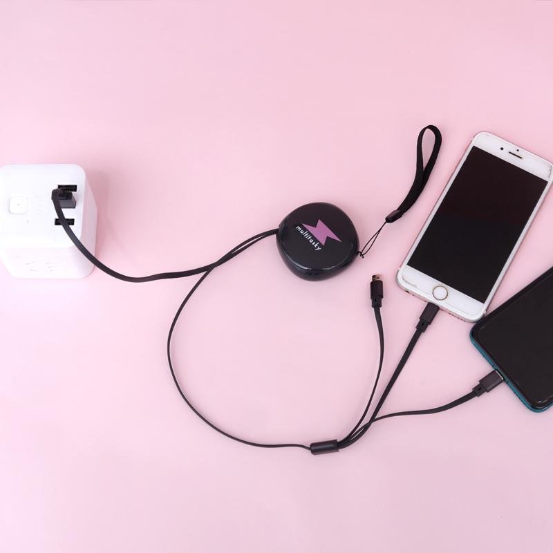 Retractable 3-Port USB Keychain Charger | Multitasky